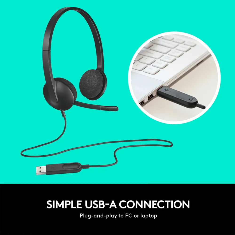 Logitech® H340 Black USB Computer Headset with Microphone | Jaycar ...