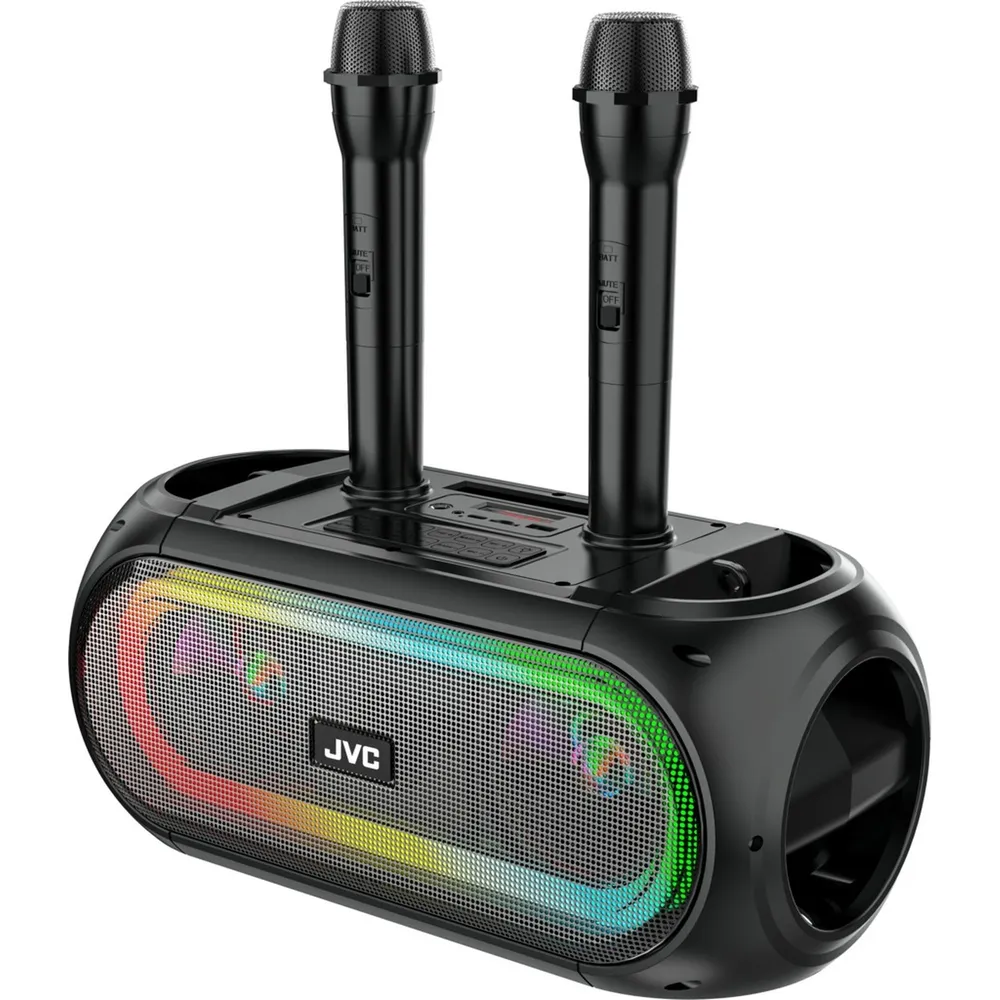 JVC Karaoke Speaker with Bluetooth, 2x Microphones and RGB Lighting ...