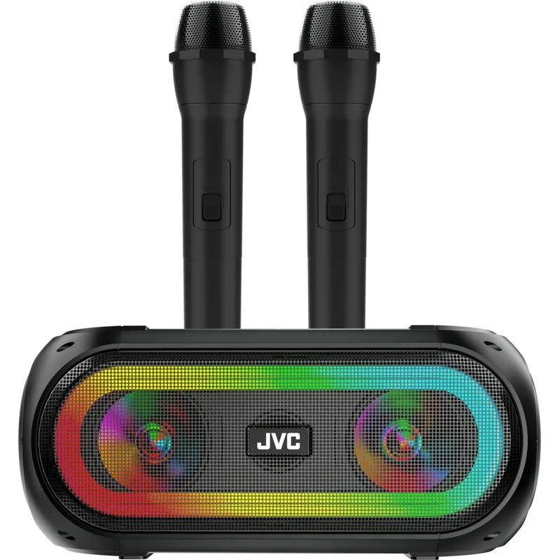 JVC Karaoke Speaker with Bluetooth, 2x Microphones and RGB Lighting ...