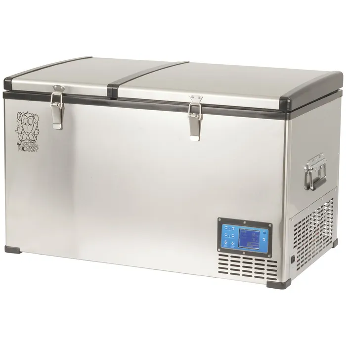 100L Brass Monkey Portable Dual Zone Stainless Steel Fridge/Freezer ...