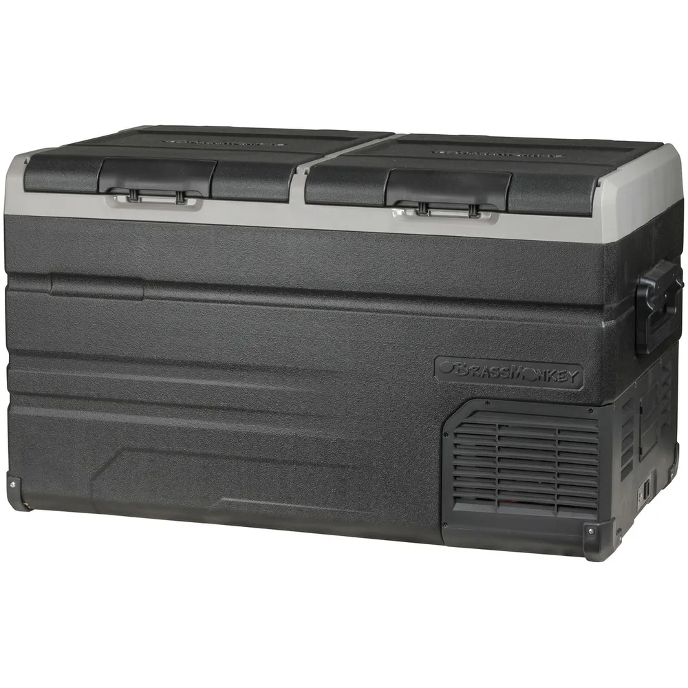 115L Brass Monkey Portable Low Profile Dual Zone Fridge/Freezer with ...