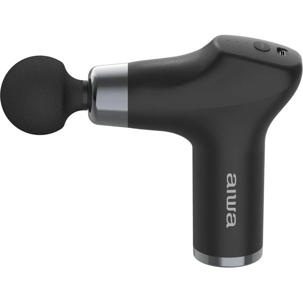 Black Aiwa Hand Held Portable Massage Gun | Jaycar Australia