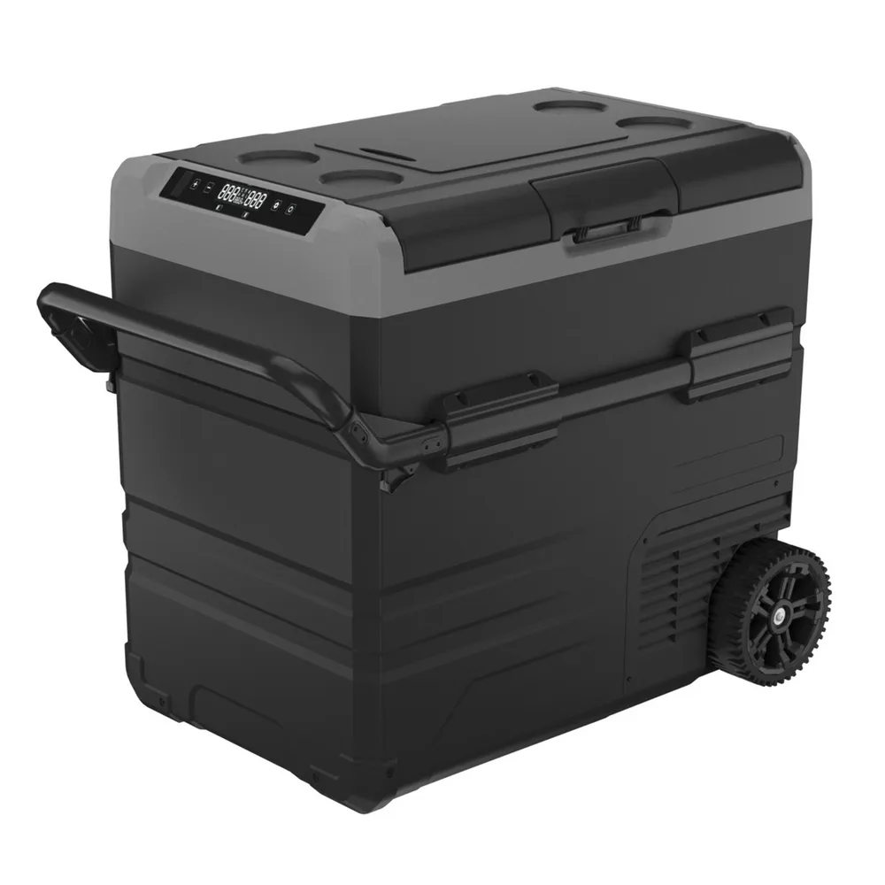55L Brass Monkey Portable Dual Zone Fridge/Freezer with Wheels and ...