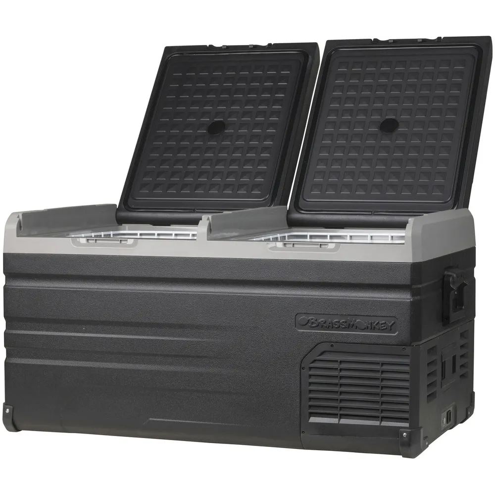 95L Brass Monkey Portable Low Profile Dual Zone Fridge/Freezer with ...