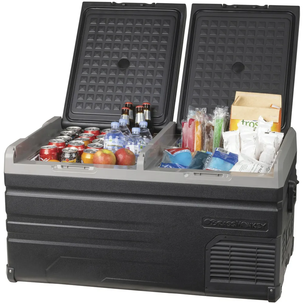 95L Brass Monkey Portable Low Profile Dual Zone Fridge/Freezer with ...