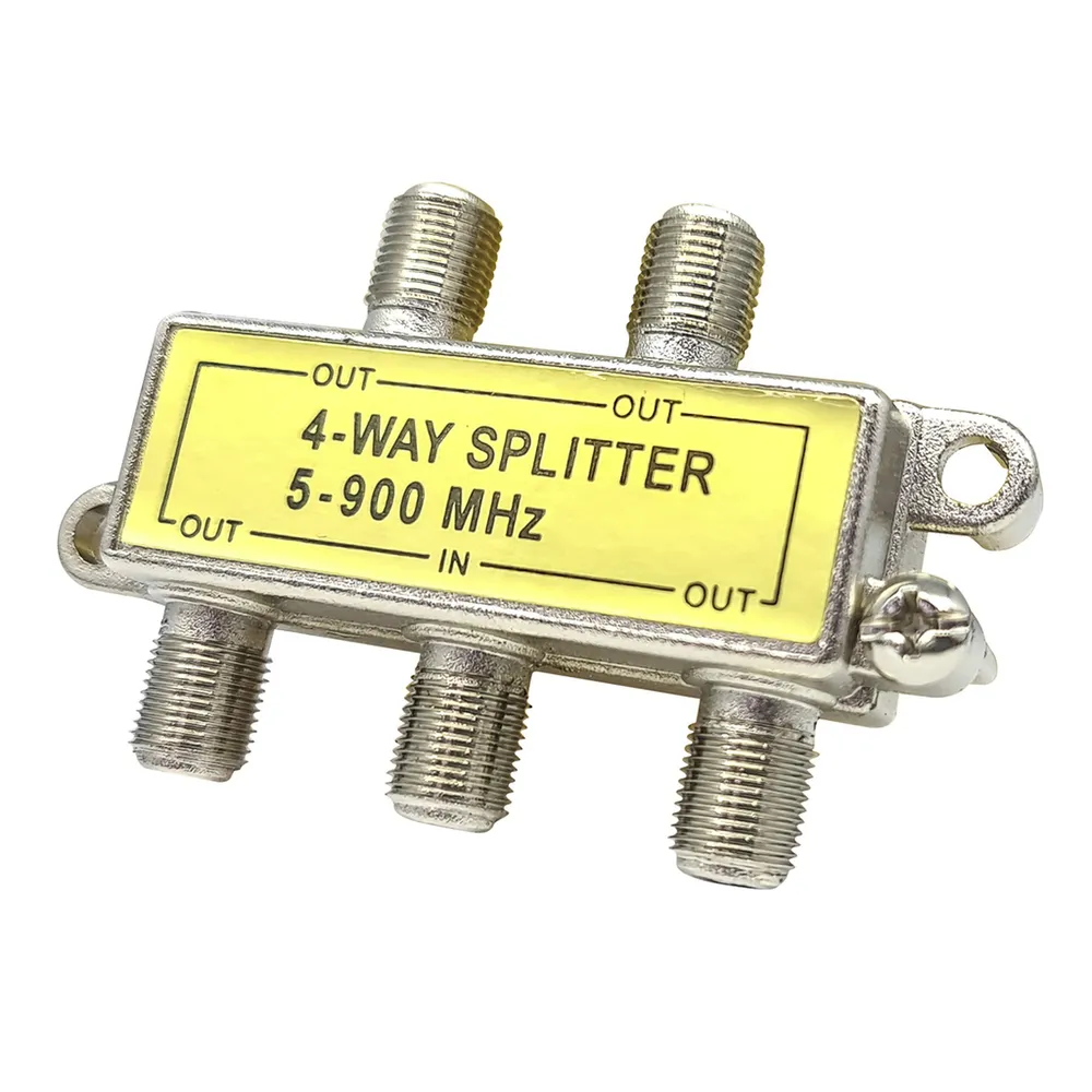 Four Way Splitter with Power Pass - F Connectors - Die cast | Jaycar Australia