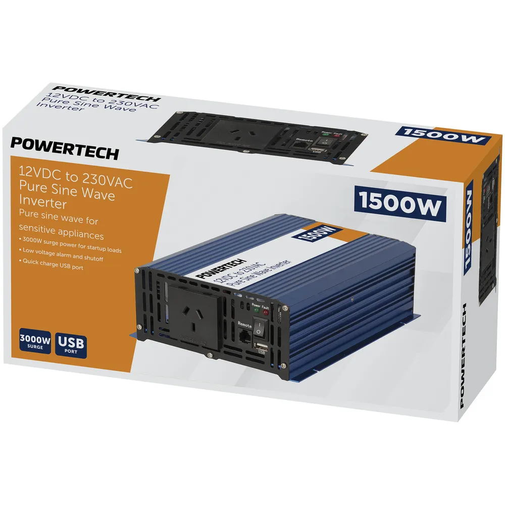 1500W 12VDC to 230VAC Pure Sine Wave Inverter - Electrically Isolated ...