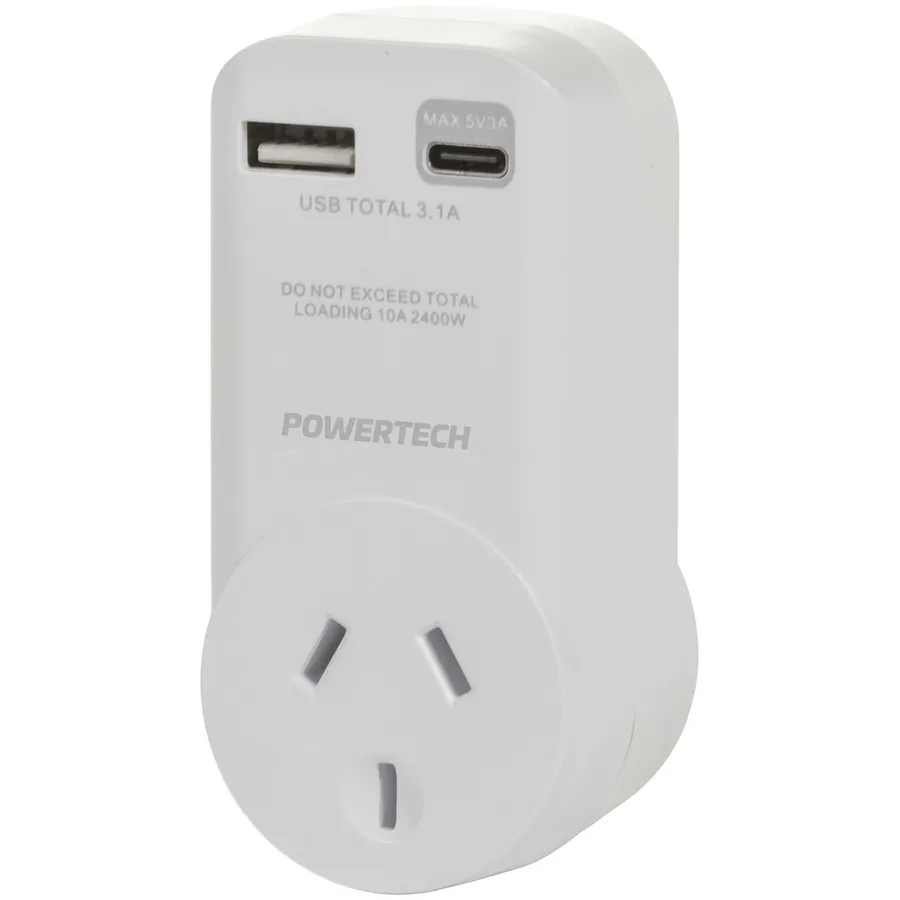 USB A+C Charger with Mains Socket | Jaycar Australia