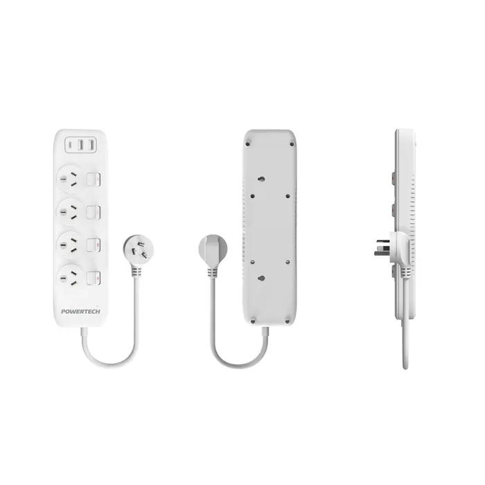 4 Way Surge Protected Individual switched power board 2xUSB A and ...