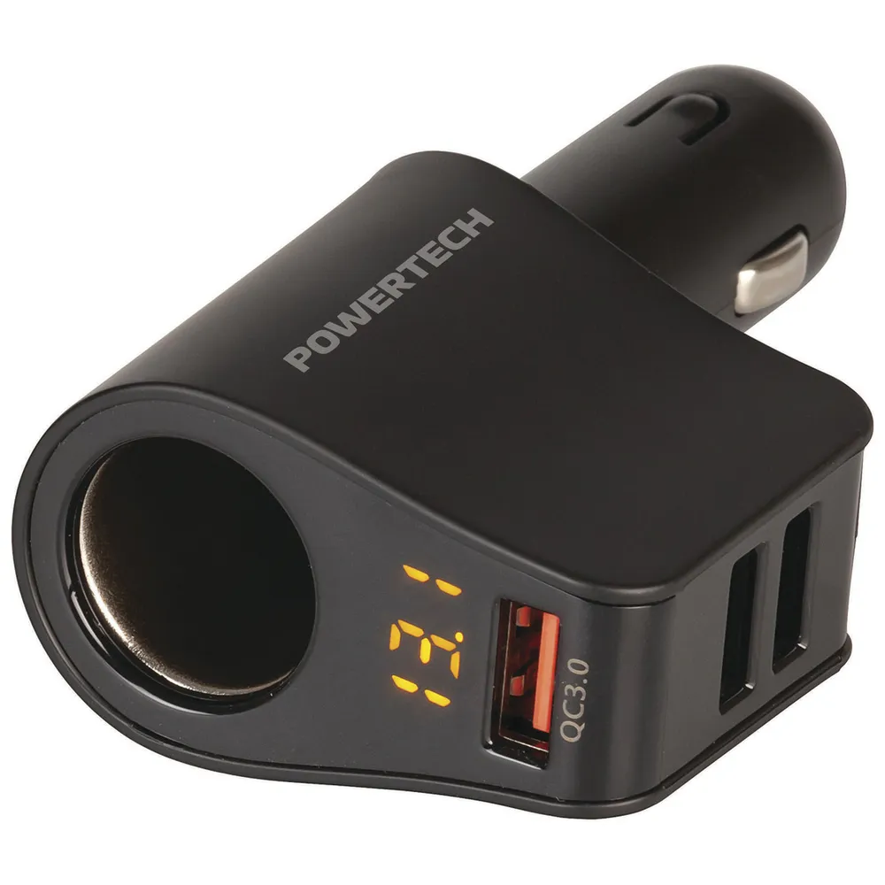 Car Cigarette Lighter Adaptor with 3 USB Charging Ports and Voltmeter ...