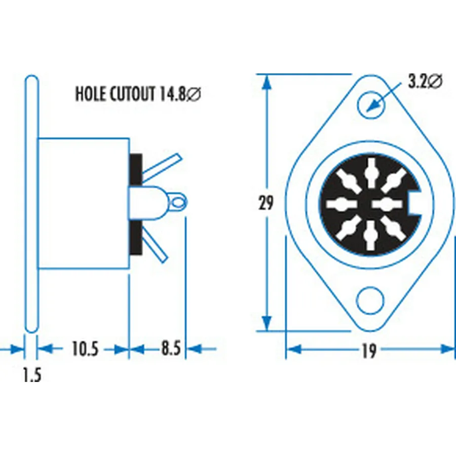 8 Pin DIN Chassis Socket | Jaycar Australia