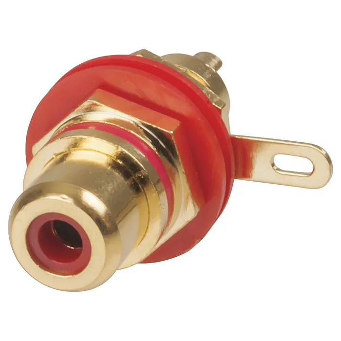 Gold RCA Panel Mount Socket - Red | Jaycar Australia