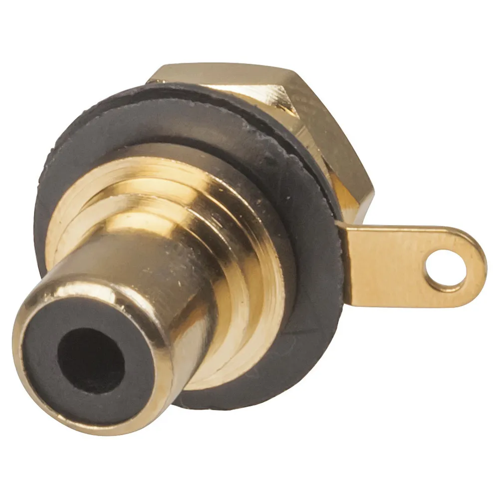 Gold RCA Panel Mount Socket - Black | Jaycar Australia