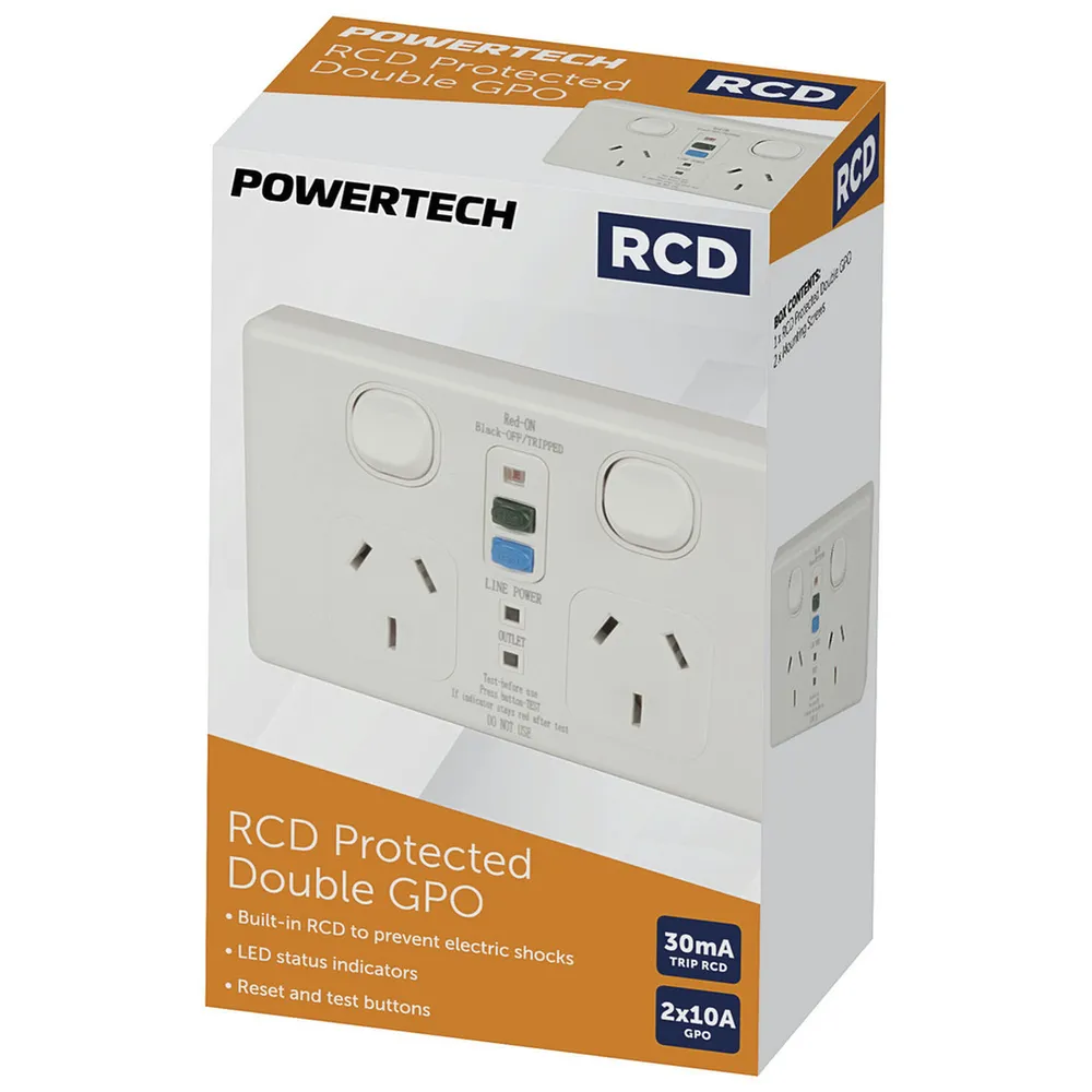 10A Double GPO Power Point with In-built RCD | Jaycar Australia