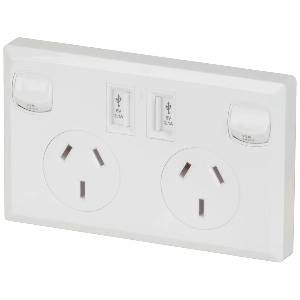 10A Double GPO Power Point with Dual USB Charge Ports | Jaycar Australia