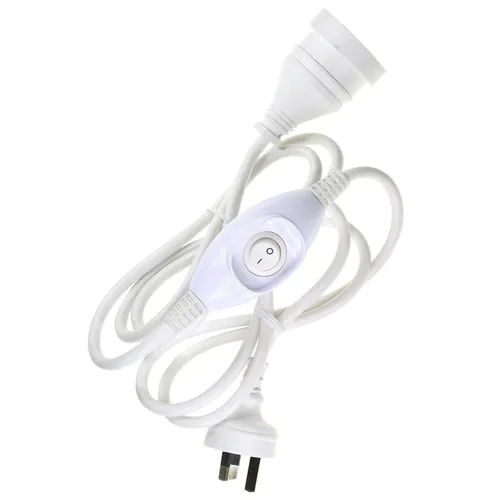 1.8m White Inline Switch Mains Extension Cable | Jaycar Australia