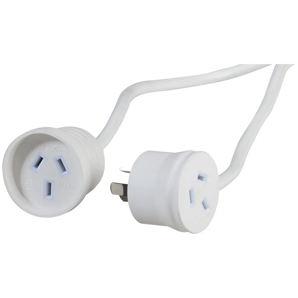 1m White Piggyback Plug Extension Cable | Jaycar Australia