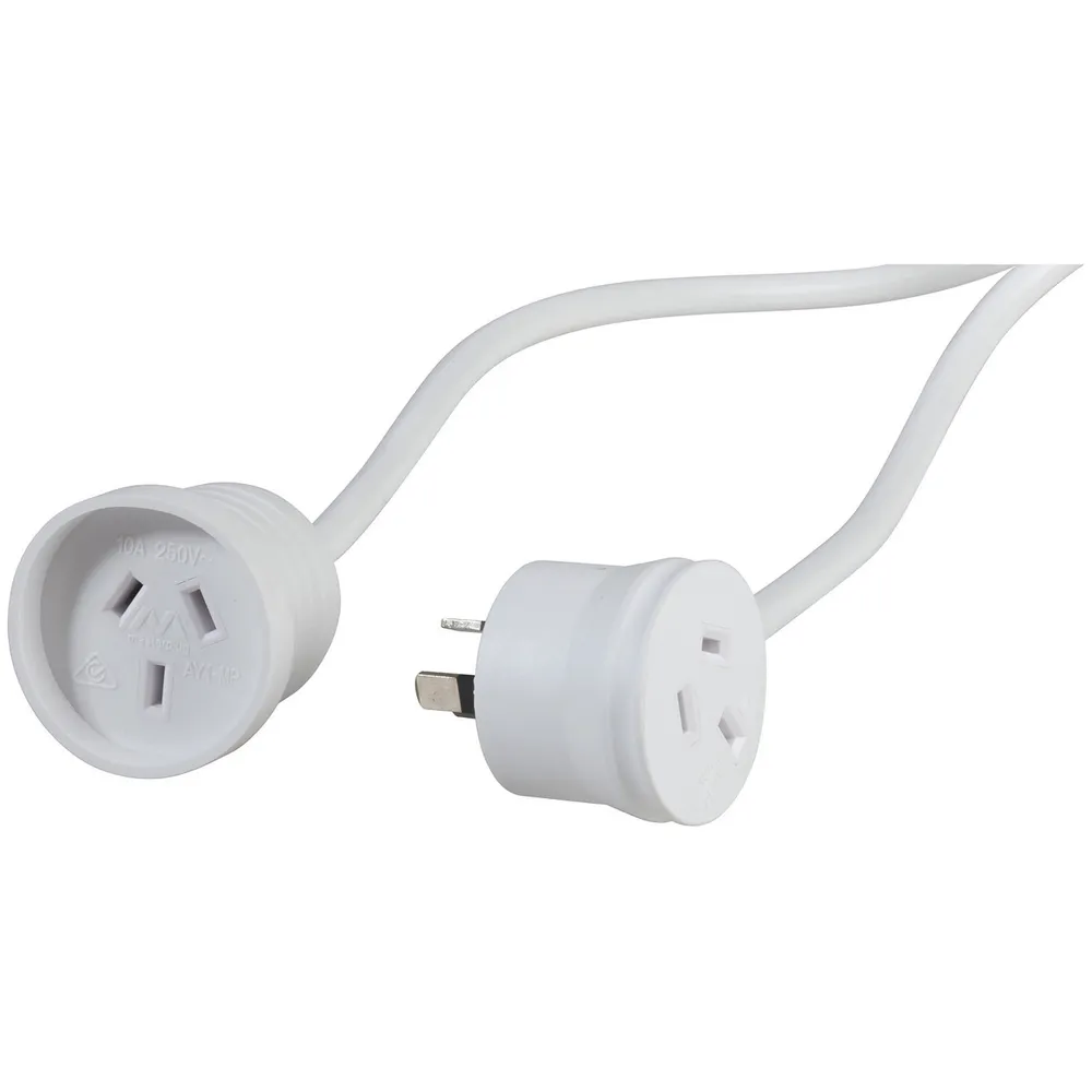 3m White Piggyback Plug Extension Cable | Jaycar Australia
