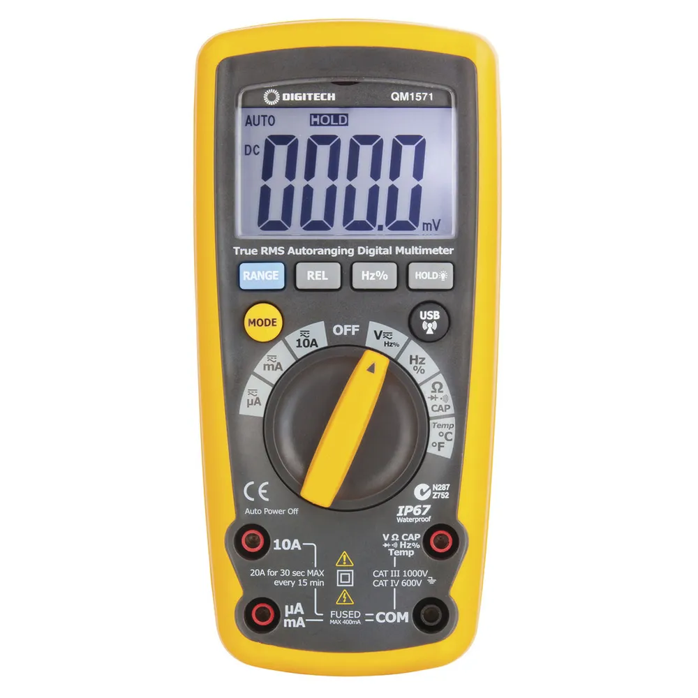 IP67 True RMS Autoranging Cat IV DMM with Wireless USB Interface ...