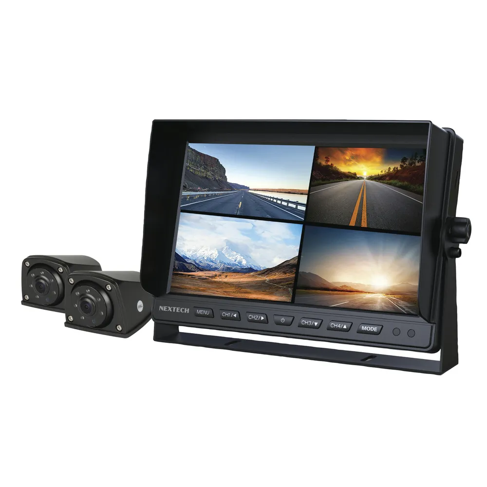 7 Inch 1080p LCD Monitor Kit with Built-In 4CH AHD Vehicle DVR and 2 x ...