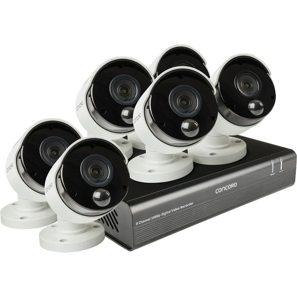 Concord 8CH 1080p AHD DVR Kit with 6 x 1080p PIR Bullet Cameras v3 ...