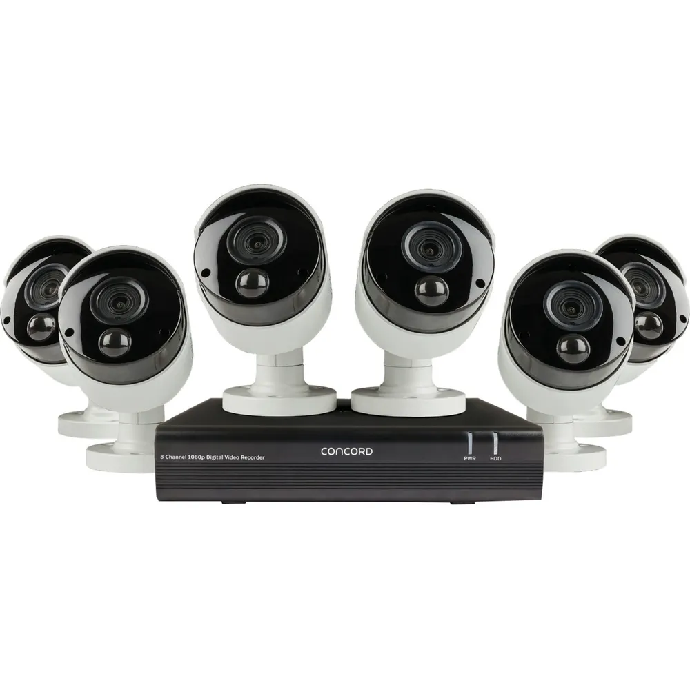 Concord 8CH 1080p AHD DVR Kit with 6 x 1080p PIR Bullet Cameras v3 ...