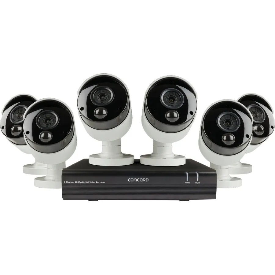 Concord 8CH 1080p AHD DVR Kit with 6 x 1080p PIR Bullet Cameras v3 ...