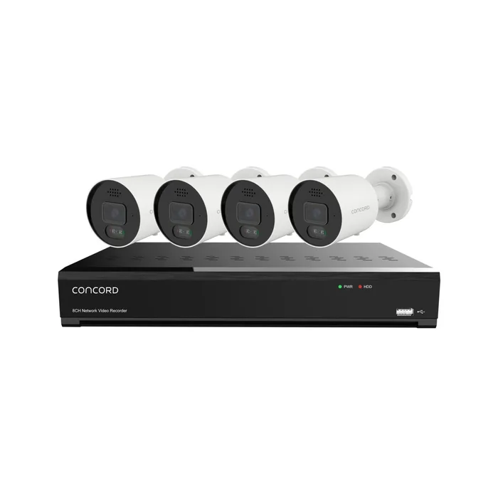 Concord 8 Channel 4K NVR Kit with 4 x 12MP Bullet Cameras featuring Red ...