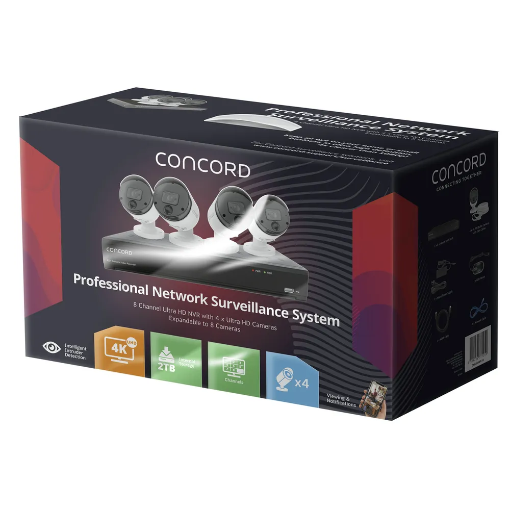 Concord 8CH 4K NVR Kit with 4 x 4K Bullet Cameras | Jaycar Australia
