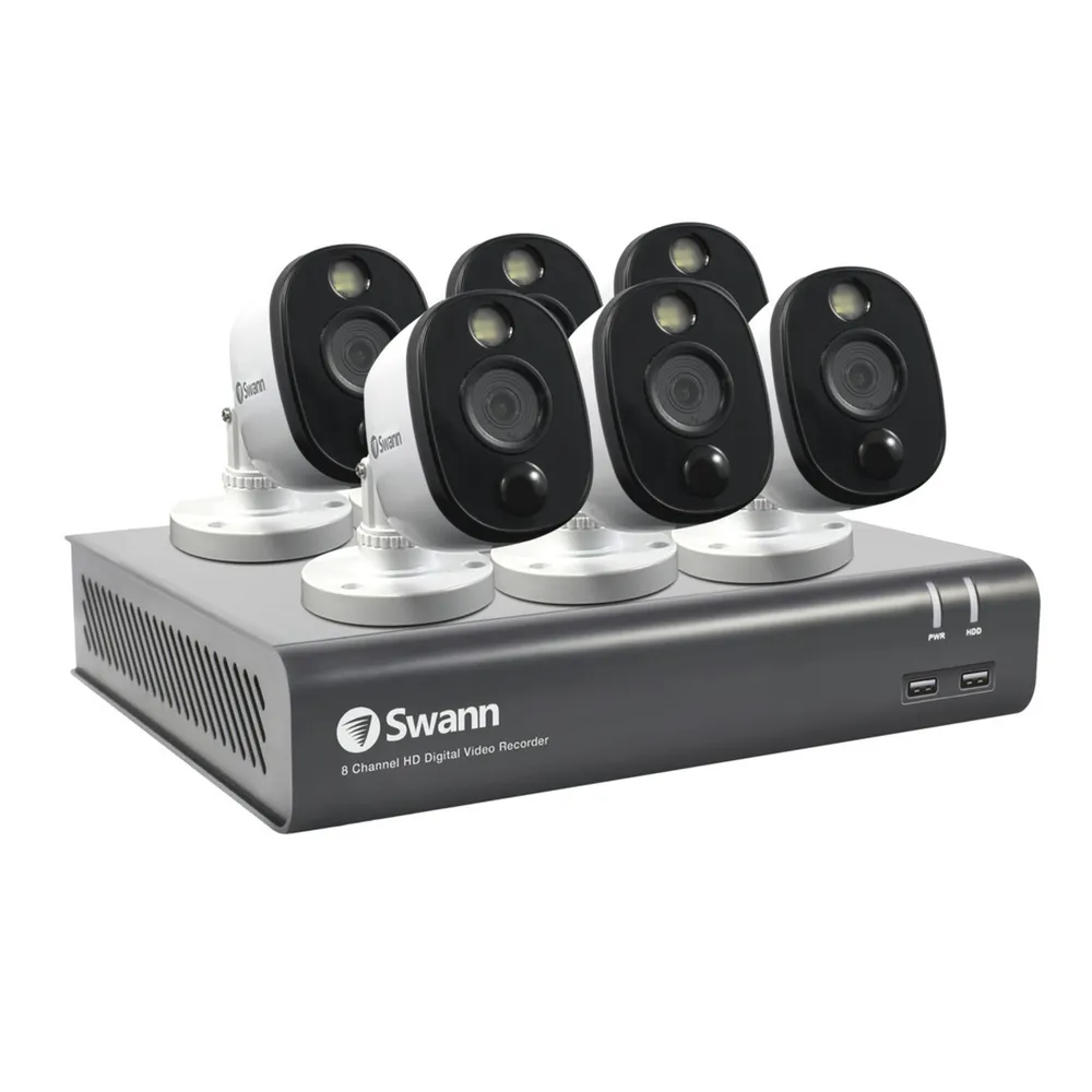 Swann 8CH 1080p DVR Kit with 6 x 1080p PIR Bullet cameras with Warning ...