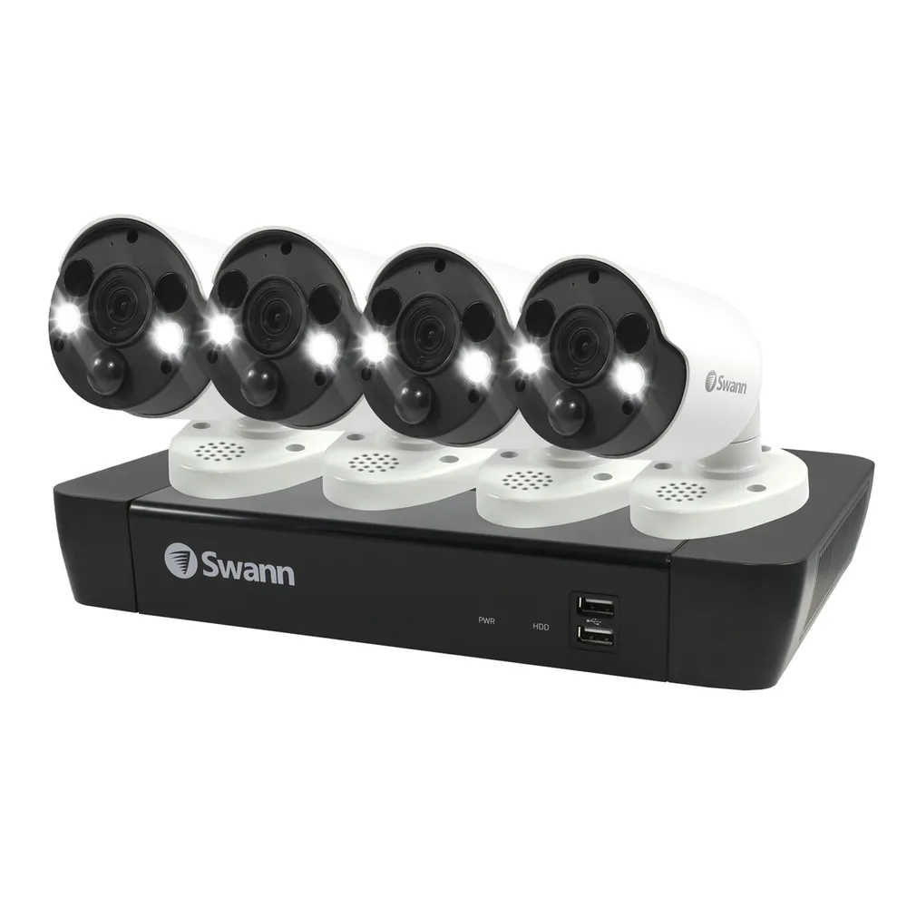 Swann 8CH 4K NVR Kit with 4 x 4K PIR Spotlight Bullet Cameras SWNVK ...