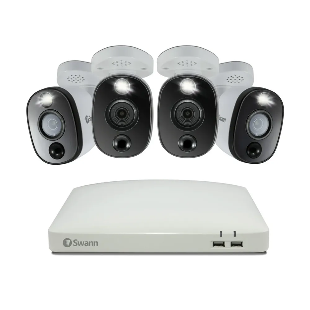 Swann 4CH 4K DVR Kit with 4 x 4K PIR Bullet Cameras with LED SWDVK ...