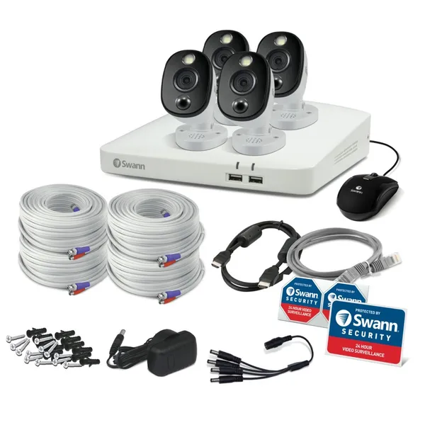 Swann 4CH 4K DVR Kit with 4 x 4K PIR Bullet Cameras with LED SWDVK ...