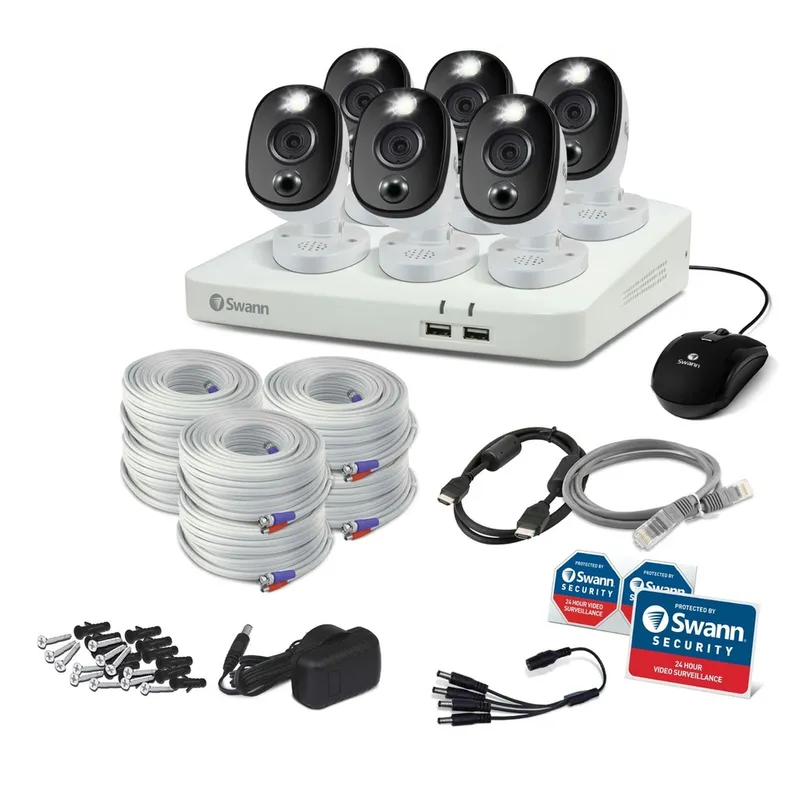 Swann 8CH 4K DVR Kit with 6 x 4K PIR Bullet Cameras SWDVK-85680W6WL ...