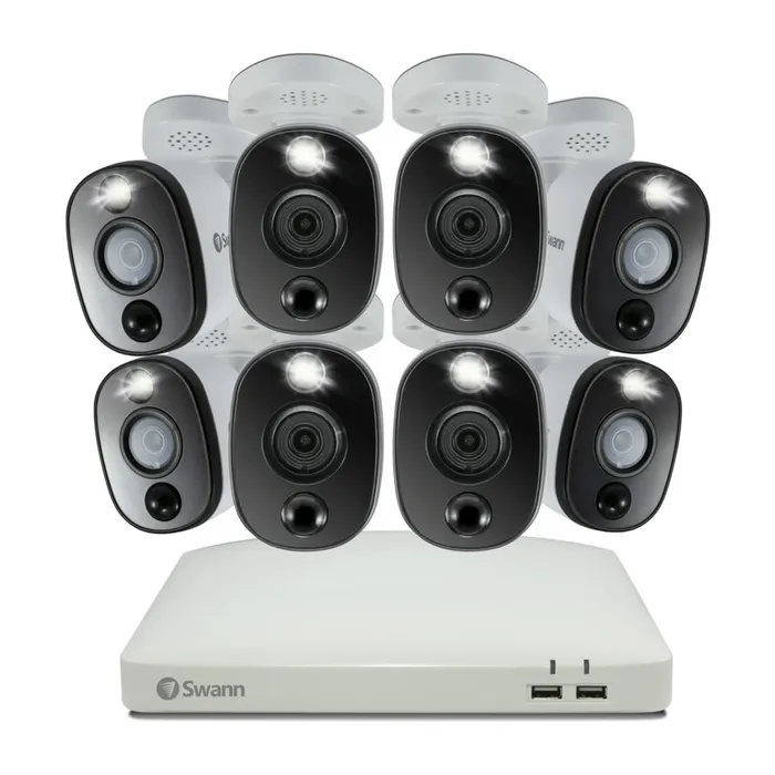 Swann Pro 8CH 4K DVR Kit with 1TB 8 x 4K Sensor Warning Light + Siren ...