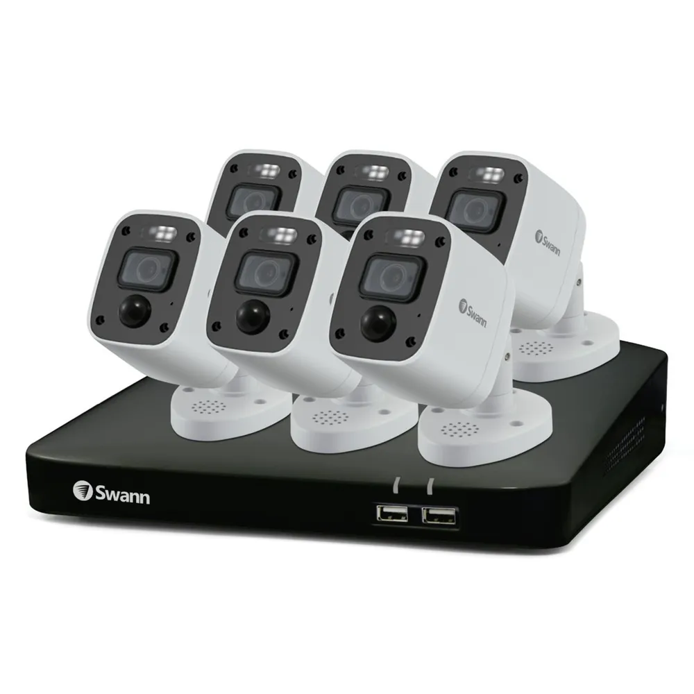 Swann 8CH DVR Kit with 6 x PRO-4KMQB Bullet Enforcer Analog Cameras w ...