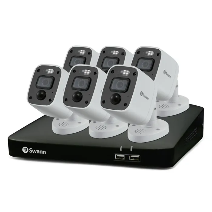 Swann 8CH DVR Kit with 6 x PRO-4KMQB Bullet Enforcer Analog Cameras w ...