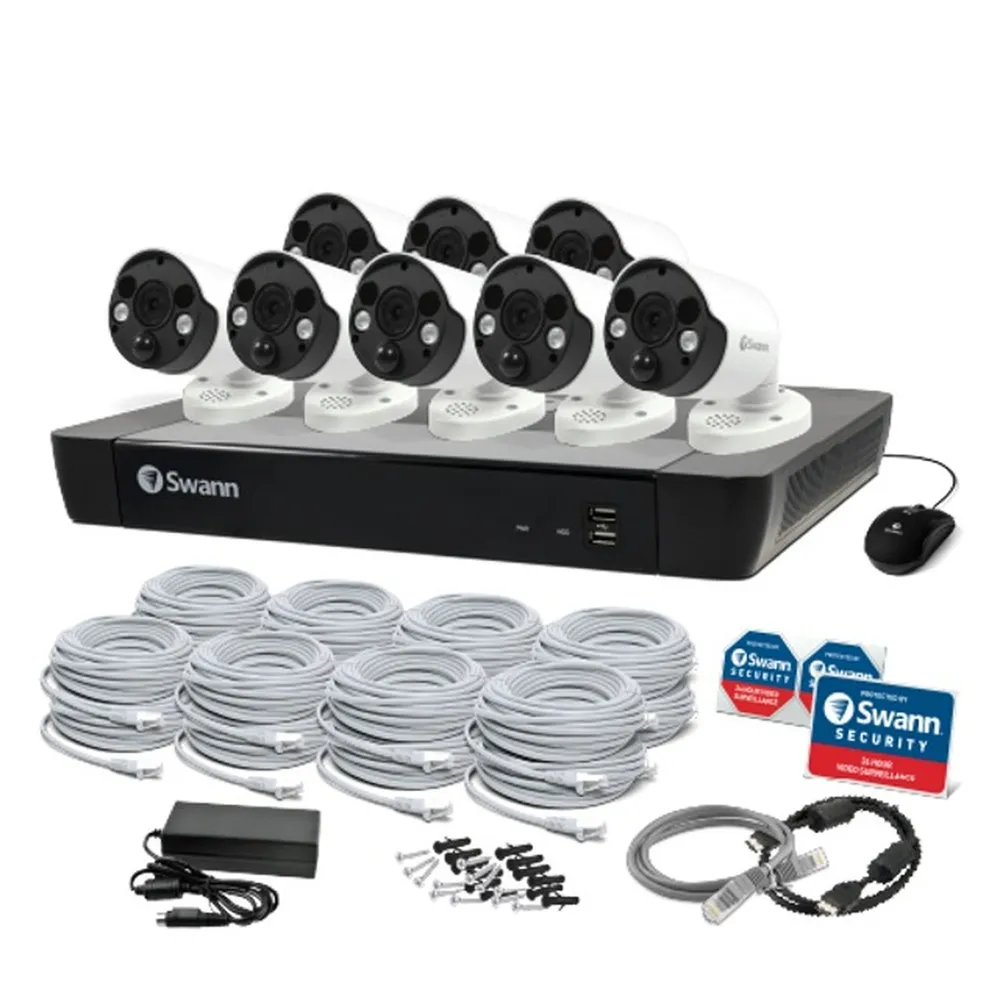 Swann NVR16-8580 4K/2TB/8x NHD-887MSFB 4K Spotlight Bullet Pro Series IP Digital still image ...
