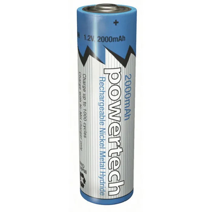 1.2V AA 2000mAh Rechargeable Powertech Ni-MH Battery - Nipple | Jaycar ...