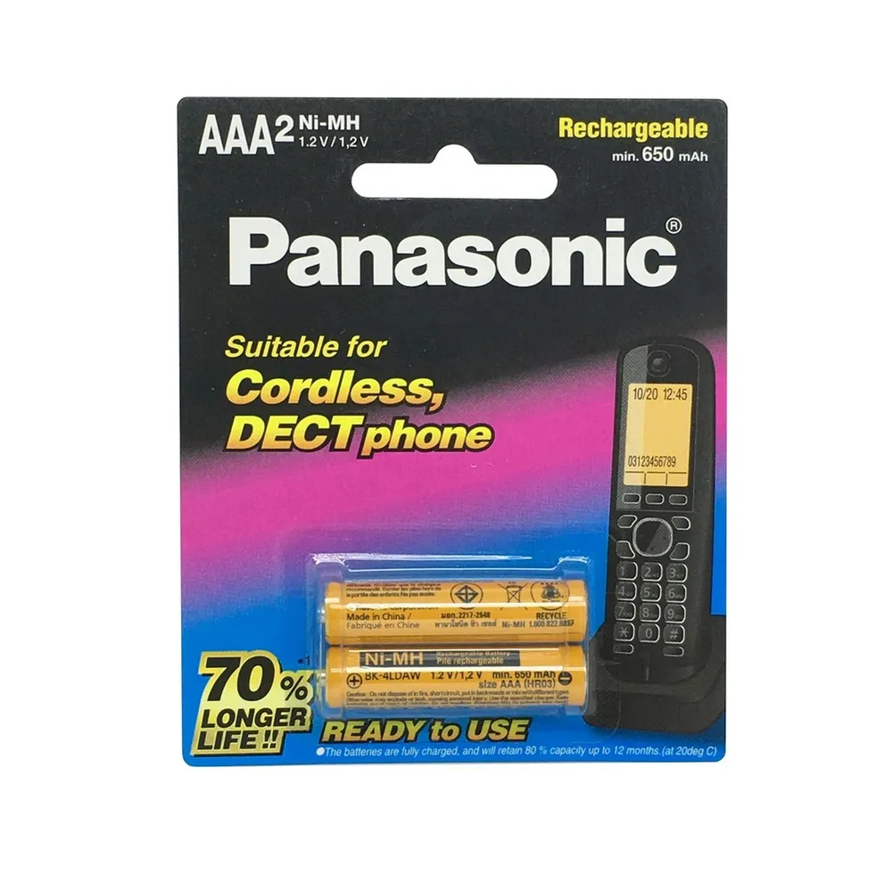 Panasonic Cordless Phone battery Ni-MH 1.2V 650mAH - AAA 2 Pack ...