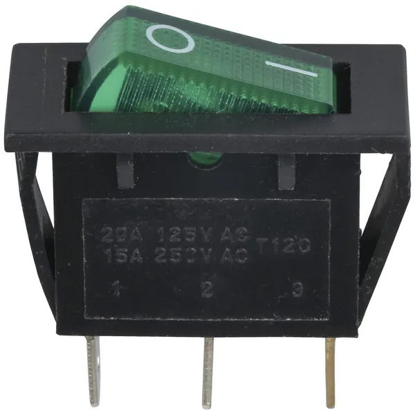 Rocker Switch Illuminated Green SPST 15A 240VAC | Jaycar Australia