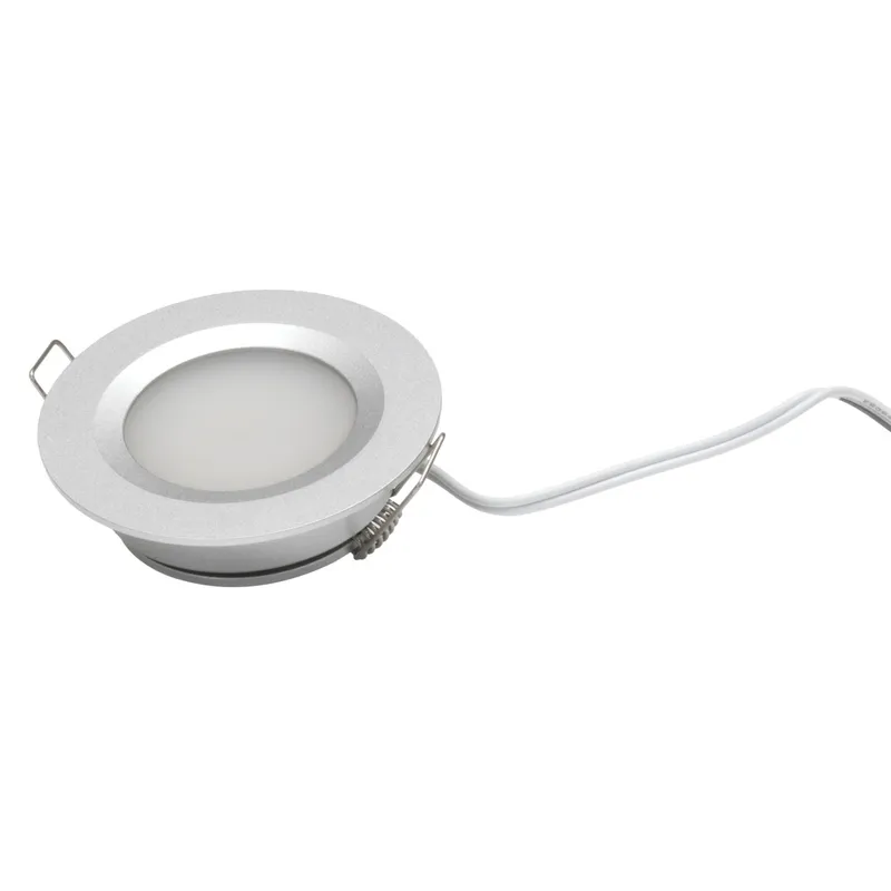 2W 11-16VDC Cool White LED Downlight with Push Button Diffuser Silver ...