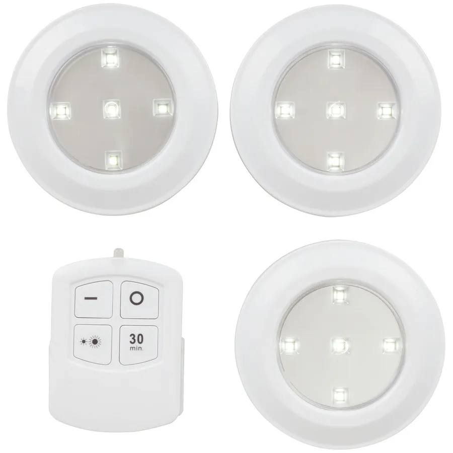 Remote Controlled LED Puck Light Triple Pack | Jaycar Australia