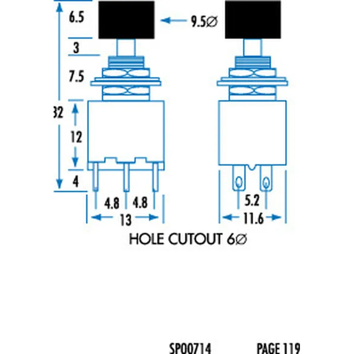 DPDT Quality Pushbutton | Jaycar Australia