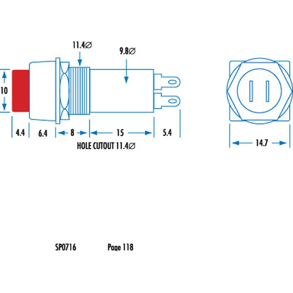 Pushbutton Push-On Momentary SPST Red Actuator | Jaycar Australia