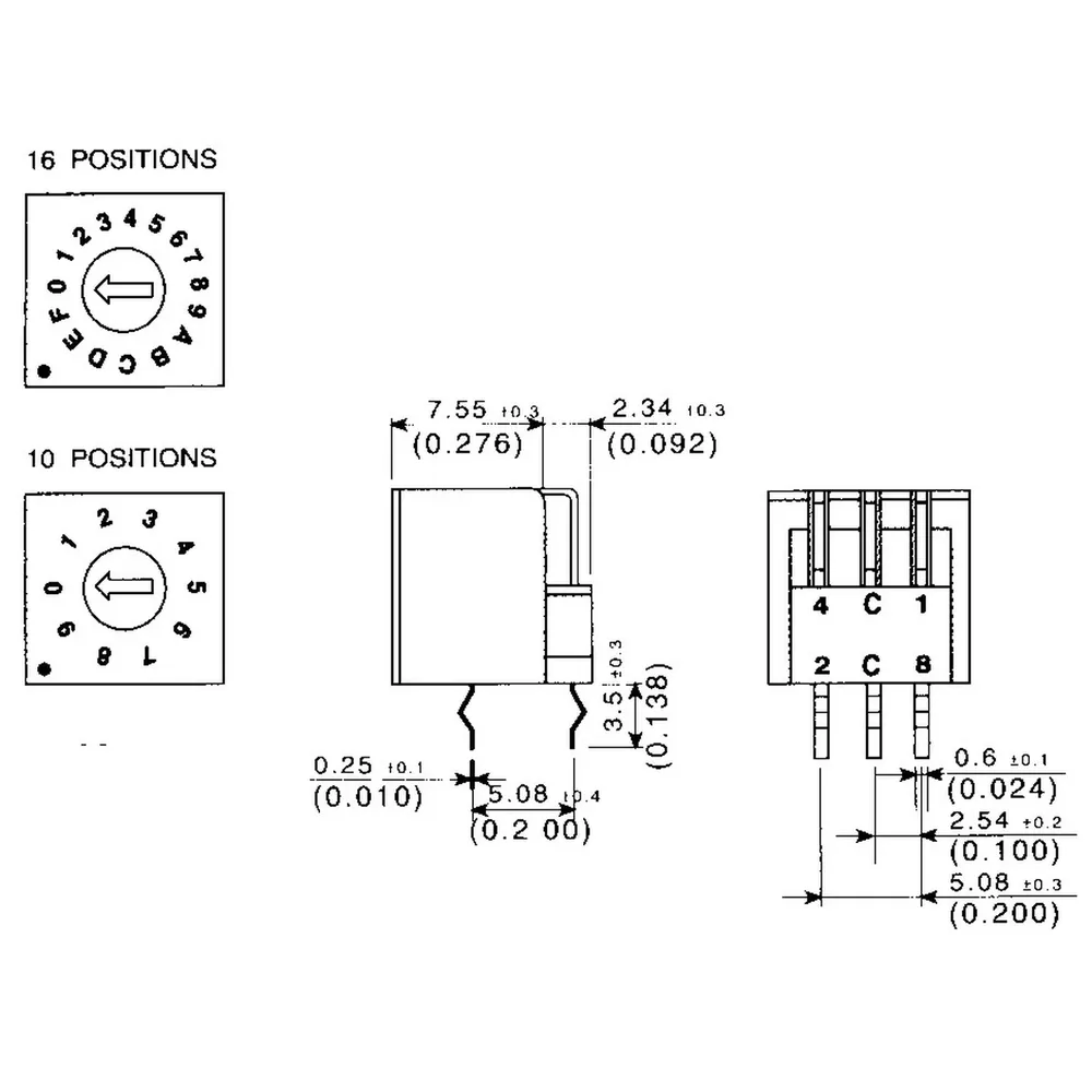 Binary Coded DIL Rotary Switches - BINARY CODED HEX | Jaycar Australia