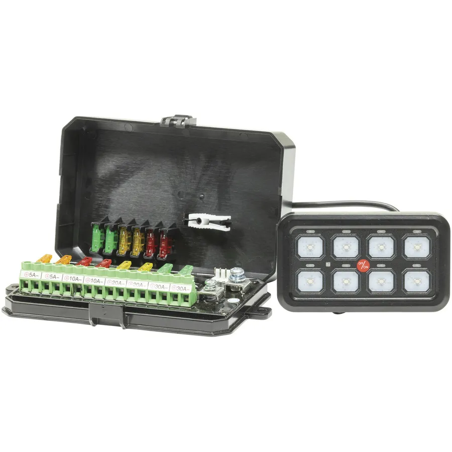 8 Way Switch Panel with Voltage Protection 60A KIT | Jaycar Australia