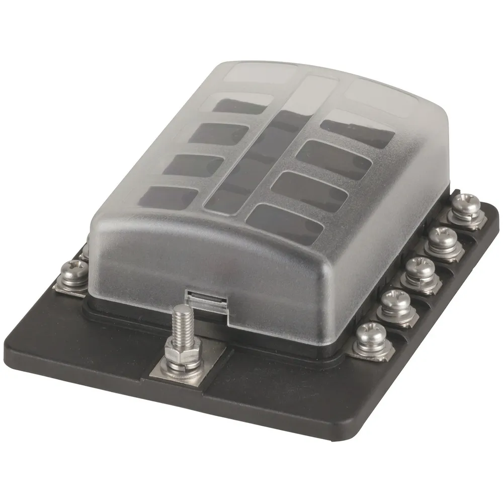 Powertech 10 Way Standard Blade Fuse Block with Bolt-On Terminals ...