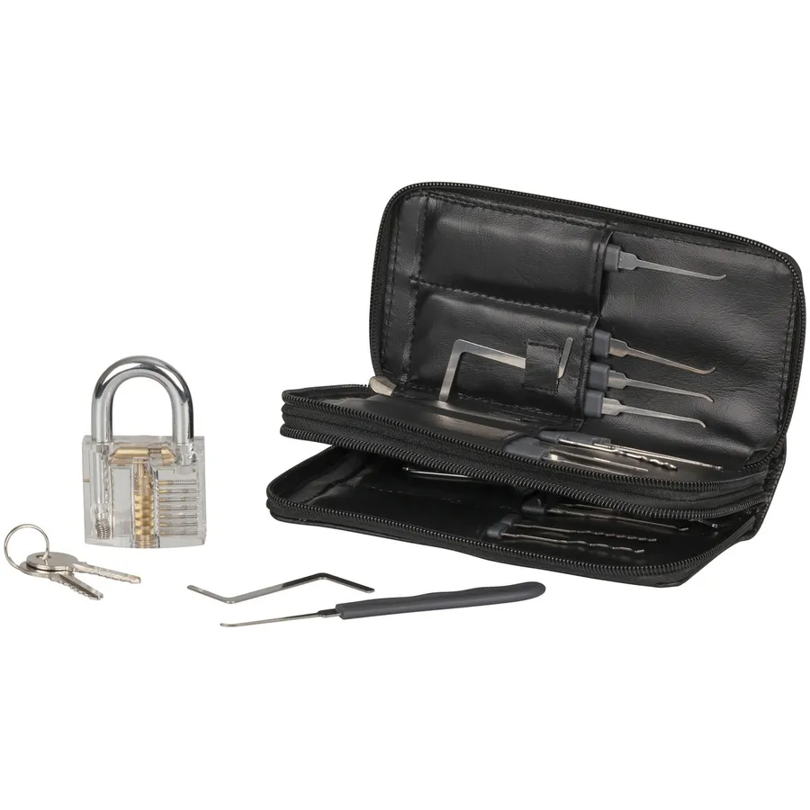 24 Piece Lock Picking Kit with Practice Padlock | Jaycar Australia