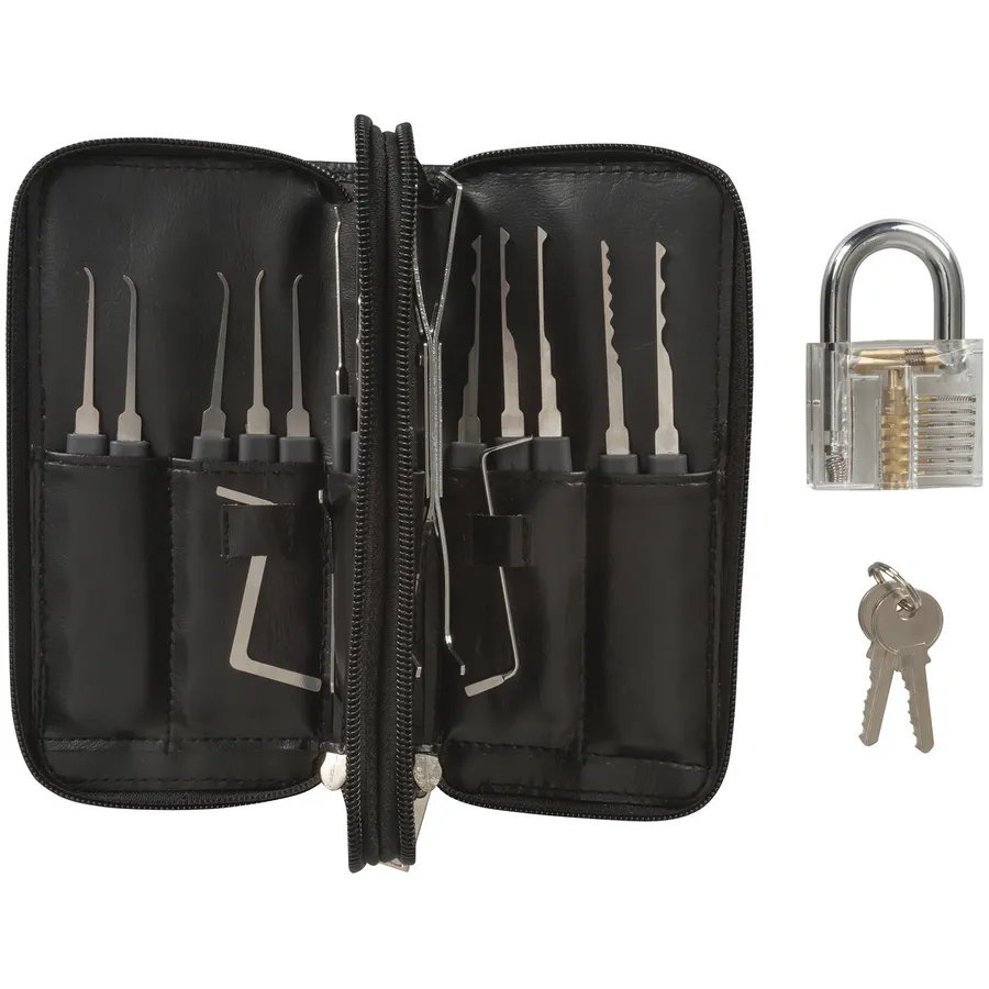 24 Piece Lock Picking Kit with Practice Padlock | Jaycar Australia